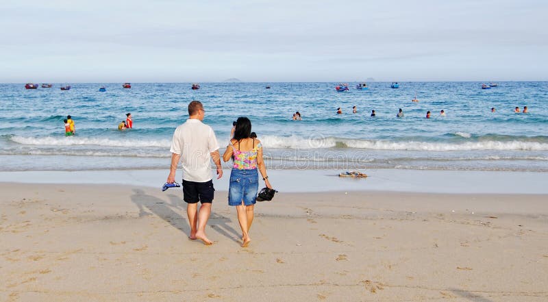 People Walk on Beach at Ha Long Bay in Vietnam Editorial Stock Photo ...