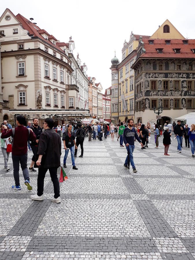 People Walk in Beautiful Old Town Streets in Prague. Editorial Stock ... People Walk in Beautiful Old Town Streets in Prague. Editorial Stock ...