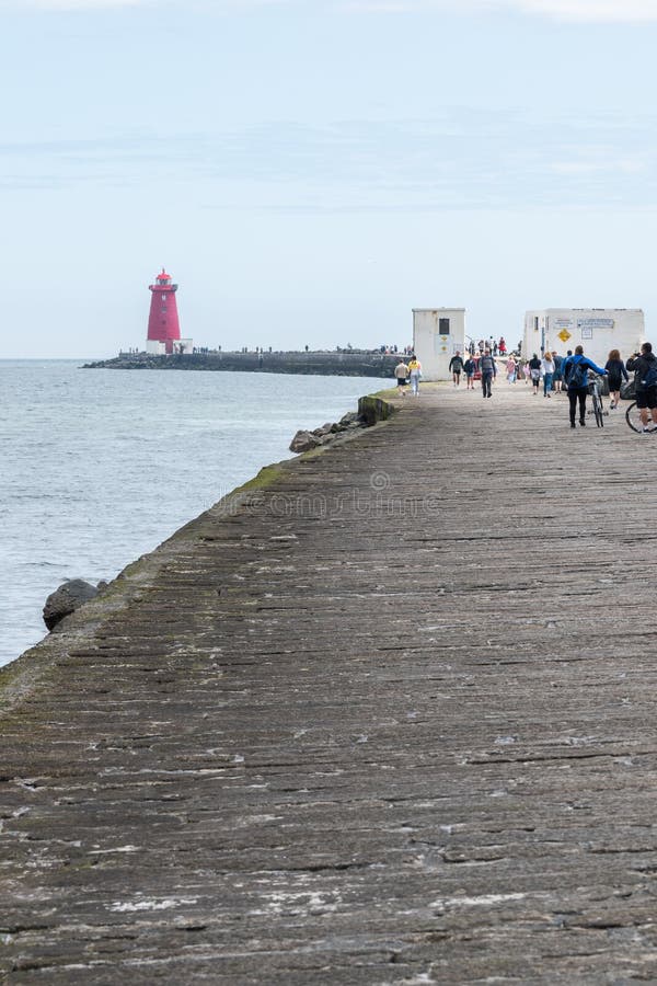 The Great South Walk at Poolbeg Lighthouse in Dublin. 2021:07:04 ...