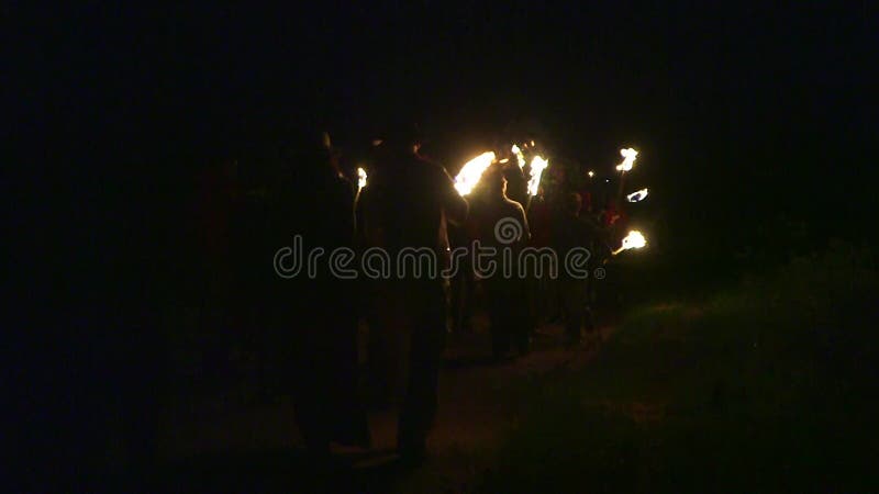People Walk with Lighted Torches on the Night of the Solstice Stock ...