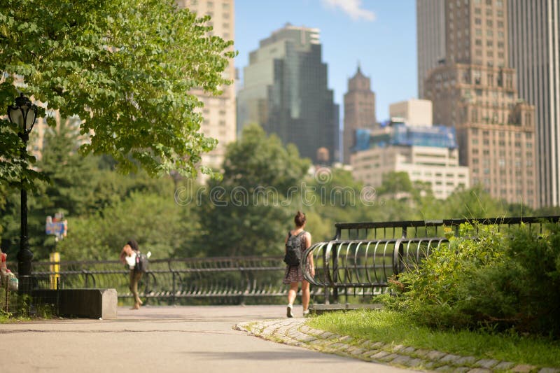 People Walk in Summer Beautiful City Park Stock Photo - Image of female ...