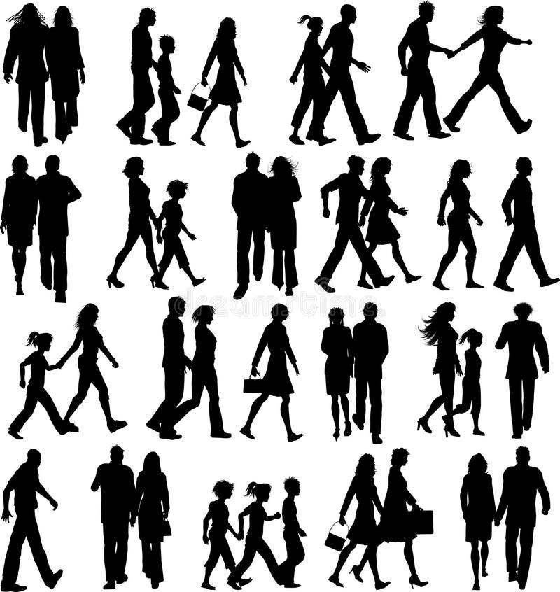 Walking Vector Icons Set on Gray Stock Vector - Illustration of people ...