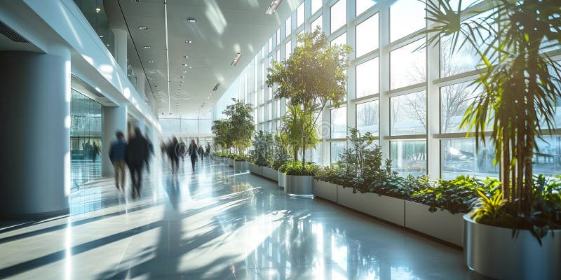 People Walking Along the Corridor of a Modern Administrative Building ...