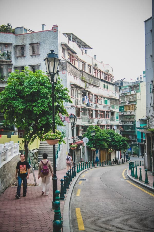 People are Walking Along the Narrow Road in Macau Editorial Image ...