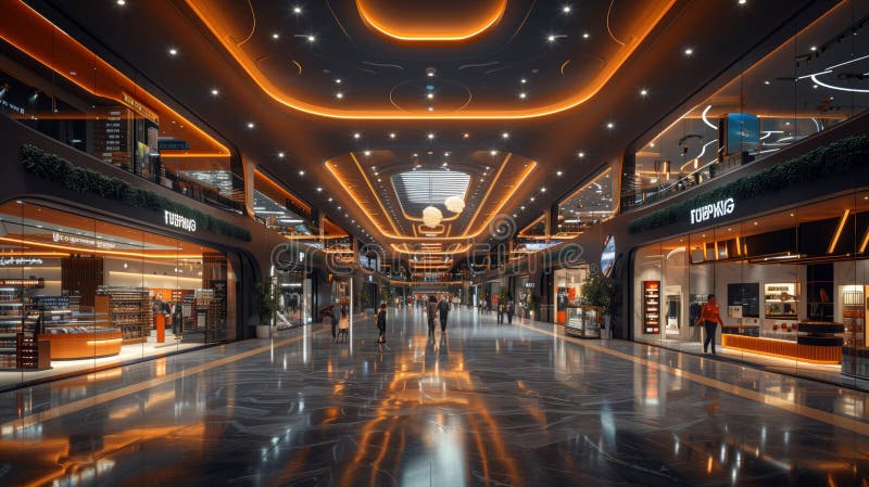 People Walking in an Empty Shopping Mall Stock Photo - Image of group ...