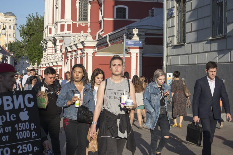 People are Walking Around Evening Moscow at Sunset Editorial Stock ...