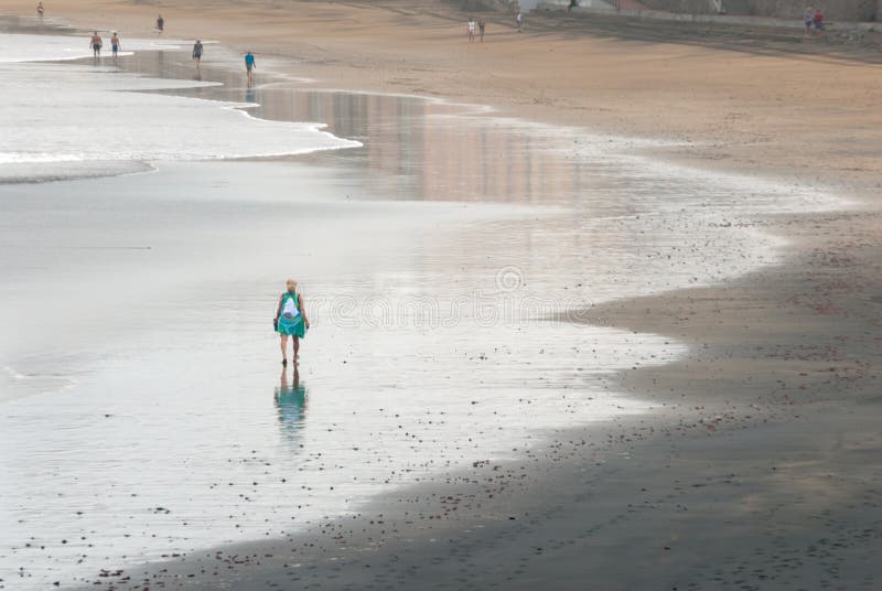 People Walking in the Beach Stock Image - Image of woman, waves: 77354941