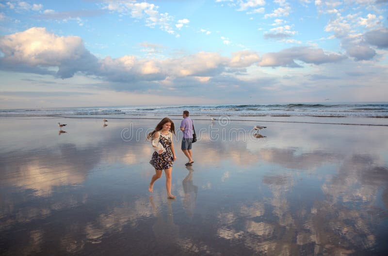 People Walking on Beautiful Beach. Stock Photo - Image of smiling ...