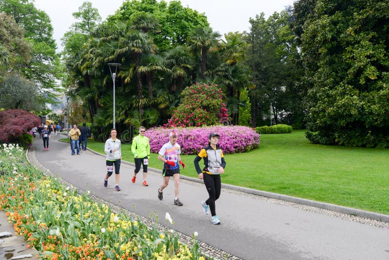 People during the Walking Contest of Lugano on Switzerland Editorial ...