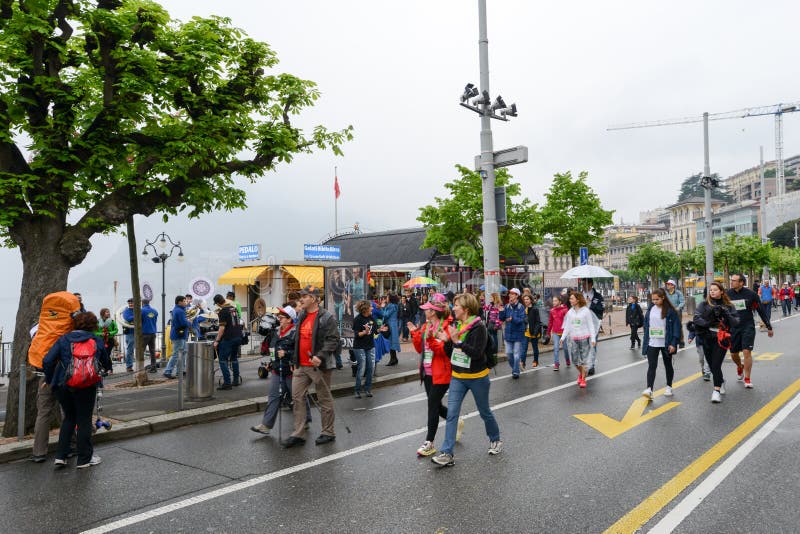 People during the Walking Contest of Lugano on Switzerland Editorial ...