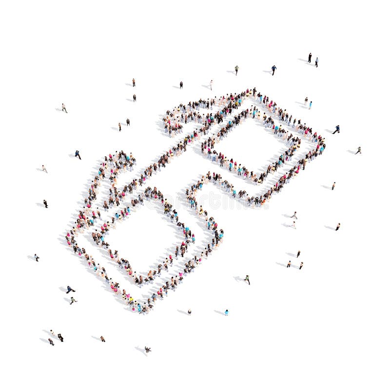 People Walking in 3D Glasses . 3D Rendering. Stock Illustration ...