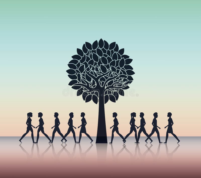 People walking design stock vector. Illustration of tree - 63235901
