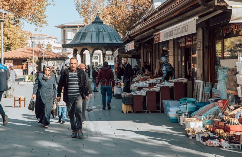 People Walking Down the Street at Daytime in Central Konya, Turkey ...