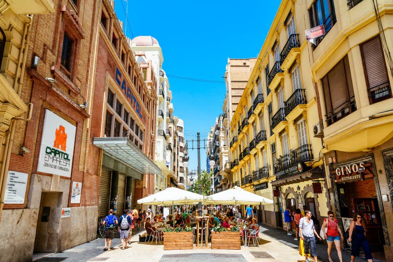 People Walking Downtown Valencia City in Spain Editorial Photography ...