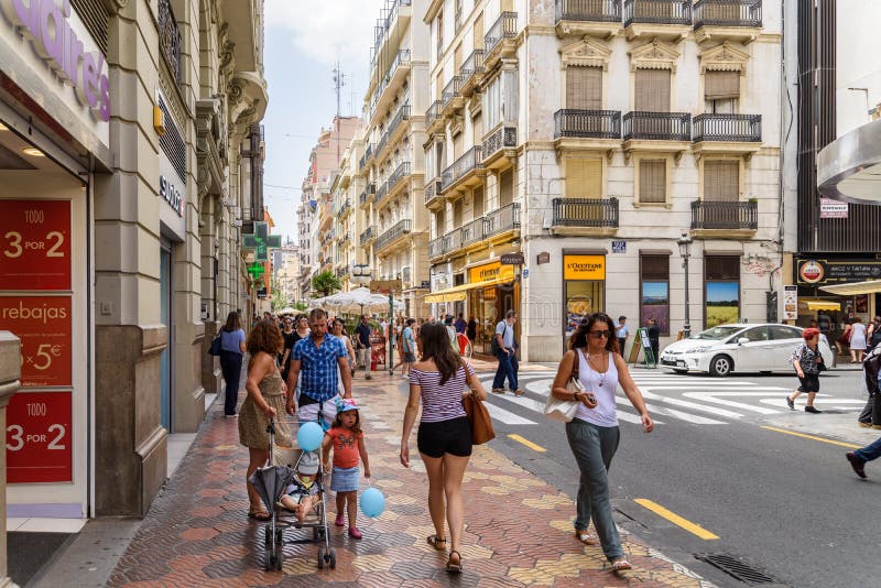 People Walking Downtown Valencia City in Spain Editorial Stock Image ...