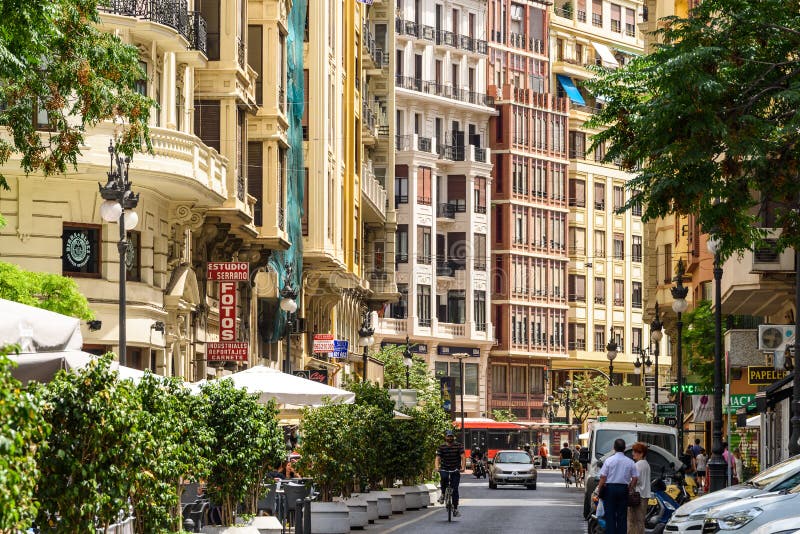 People Walking Downtown Valencia City in Spain Editorial Stock Image ...