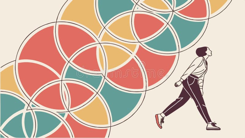 People Walking Geometric Pattern Background, Community and Movement ...