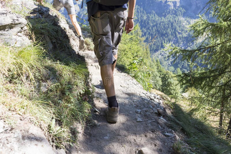 People Walking on a Mountain Trail Stock Image - Image of holiday ...