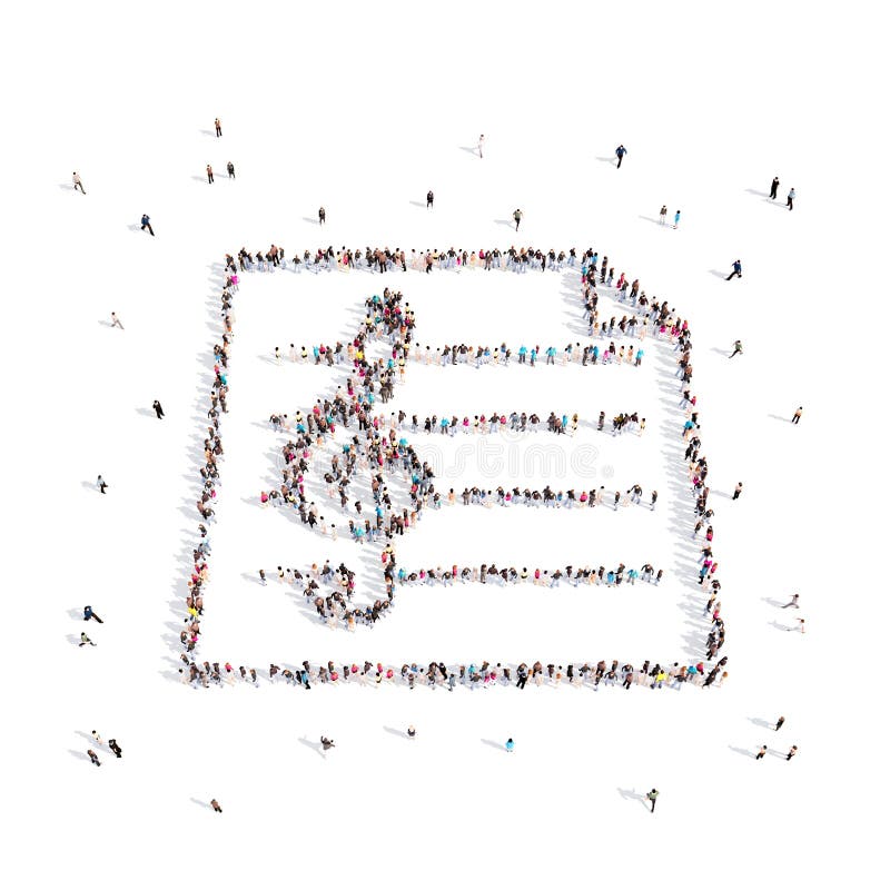 People Walking in a Notes . 3D Illustration. 3D Rendering. Stock ...