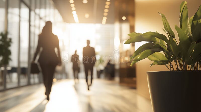 People Walking in an Office Building. Businesspeople Working in an ...