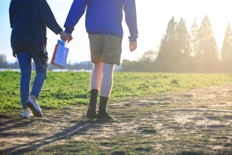 People Walking through a Park Facing the Sun Stock Image - Image of ...