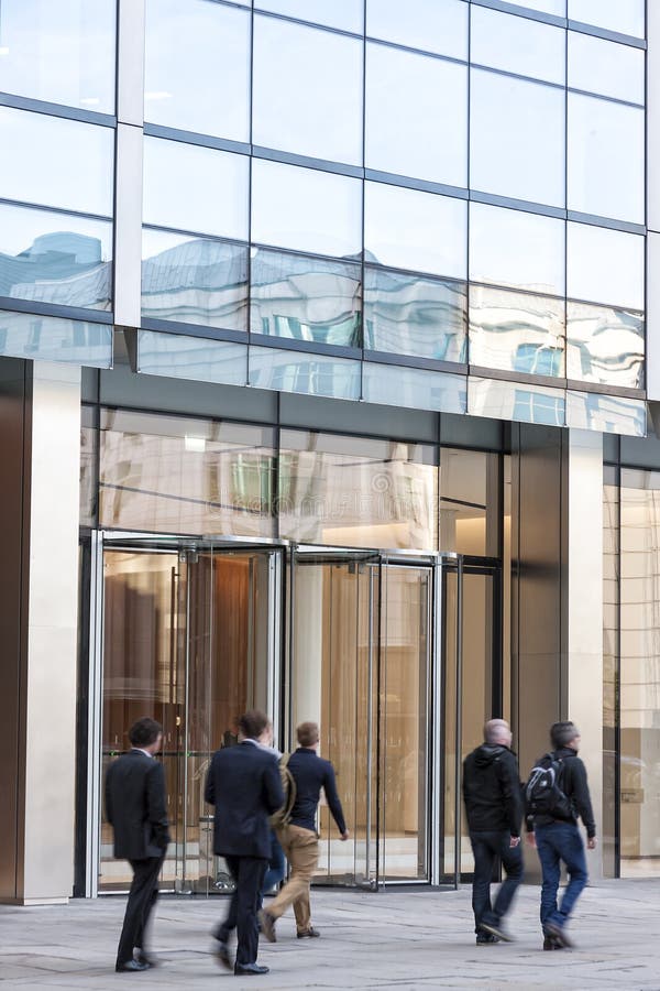 People Walking Past a Modern Building, Zoom Effect Stock Photo - Image ...