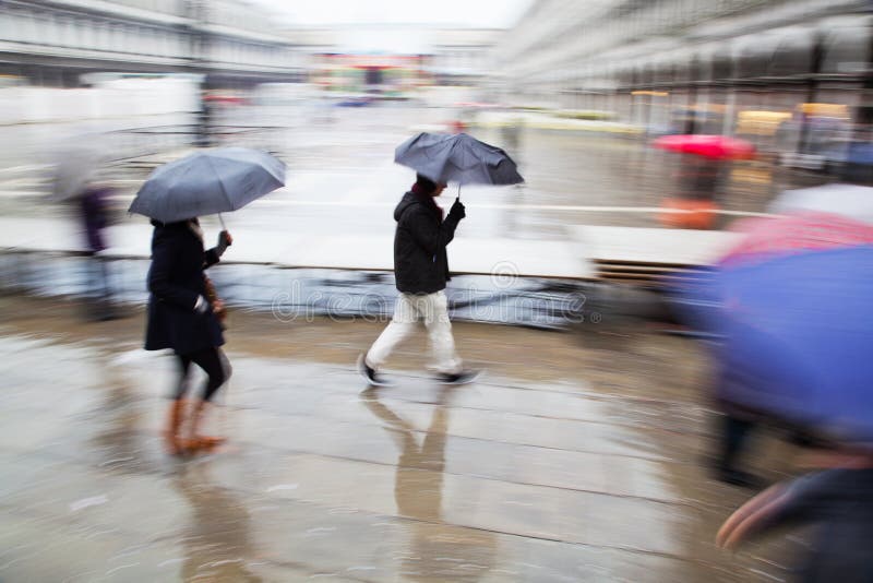 People Walking in the Rainy Venice Stock Photo - Image of ...