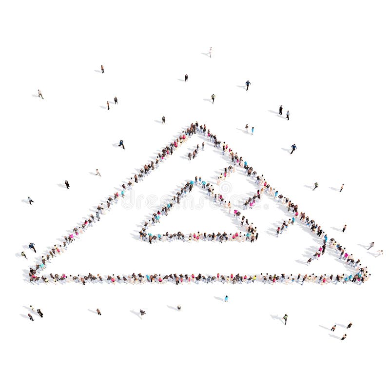 People Walking in Ruler .3D Illustration. 3D Rendering. Stock ...