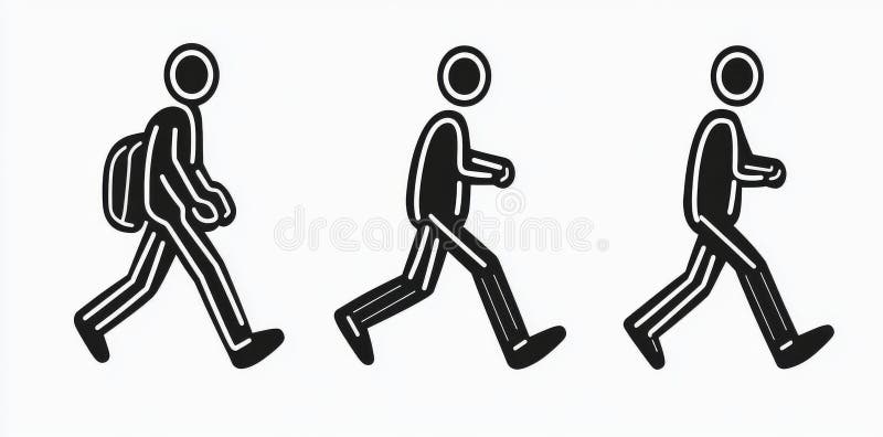 People Walking and Running in Various Postures, Seen from the Side ...