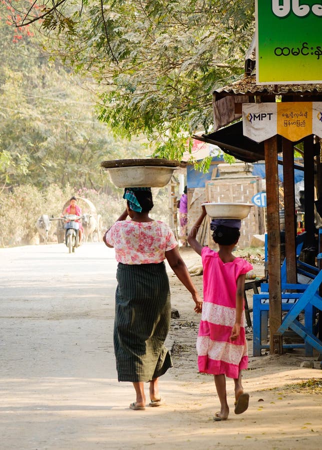 People Walking on Rural Road in Mandalay, Myanmar Editorial Stock Photo ...