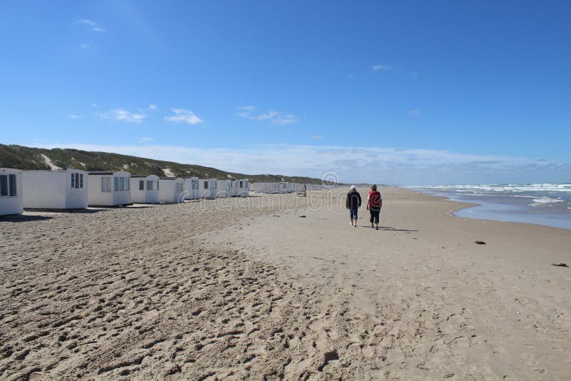 People Walking on the Sandy Beach at Lokken Beach, Denmark Editorial ...