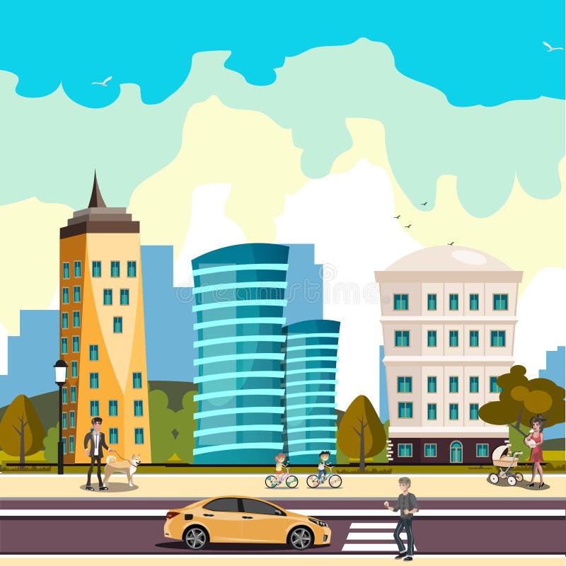People Walking in Street City Stock Vector - Illustration of office ...