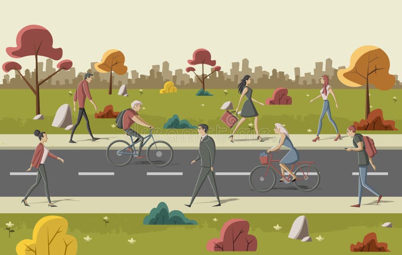 People Walking on the Street Stock Vector - Illustration of walking ...