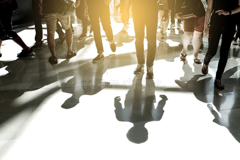 People Walking and Shadow on the Floor Stock Image - Image of group ...