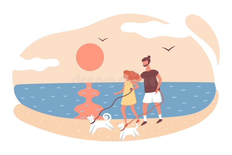 Couple Dogs Beach Stock Illustrations – 41 Couple Dogs Beach Stock ...