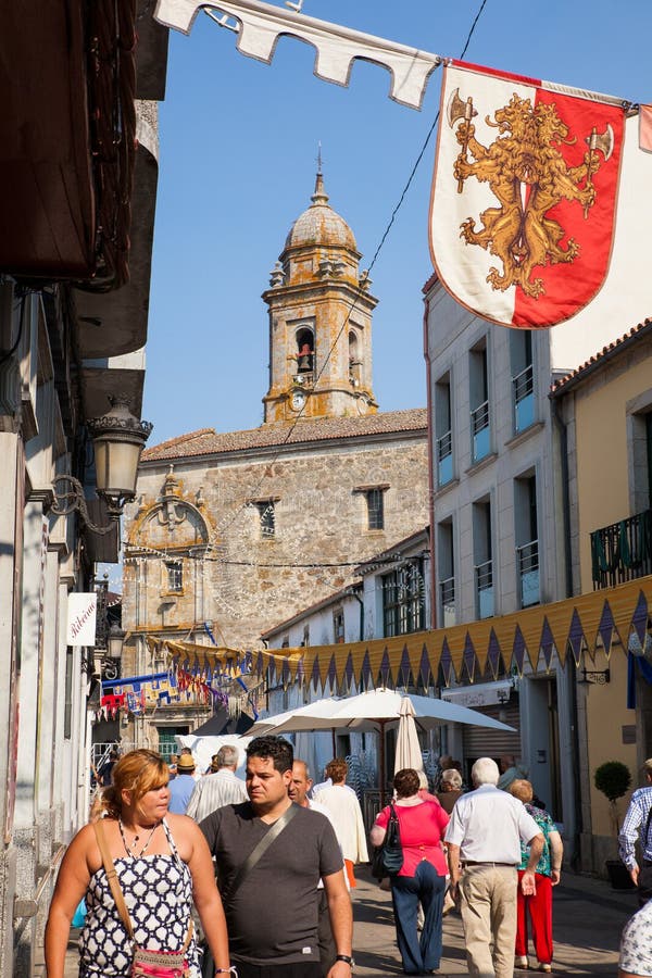 People Walking in the Town, Melide Editorial Stock Image - Image of ...