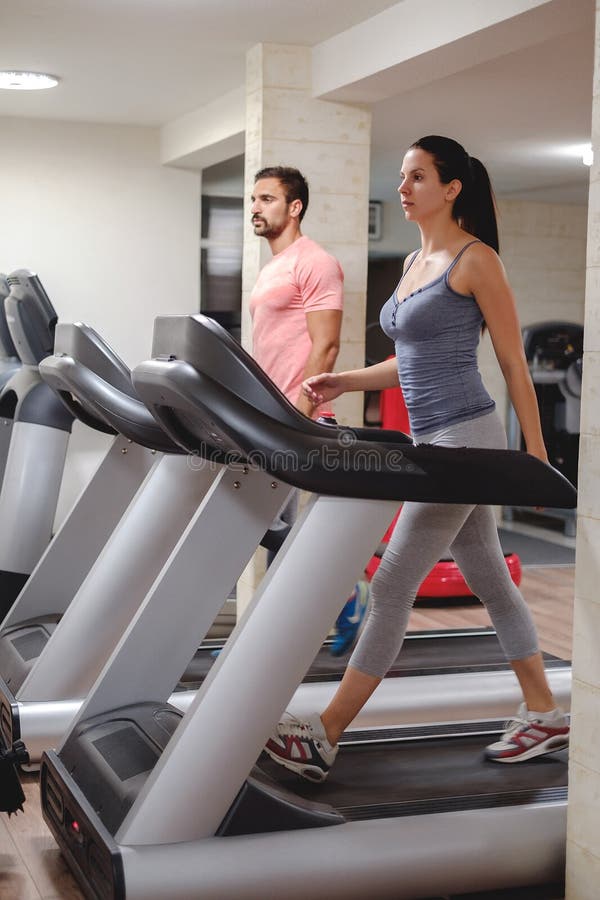 People Walking on Treadmill Stock Photo - Image of speed, caucasian ...