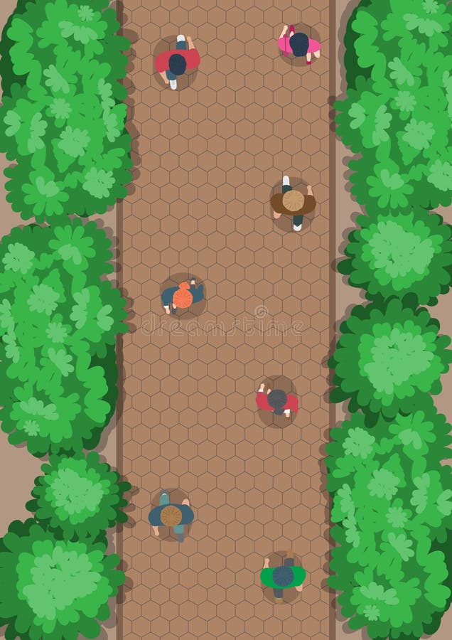 People On The Walkway Aerial View Stock Vector - Illustration of group ...