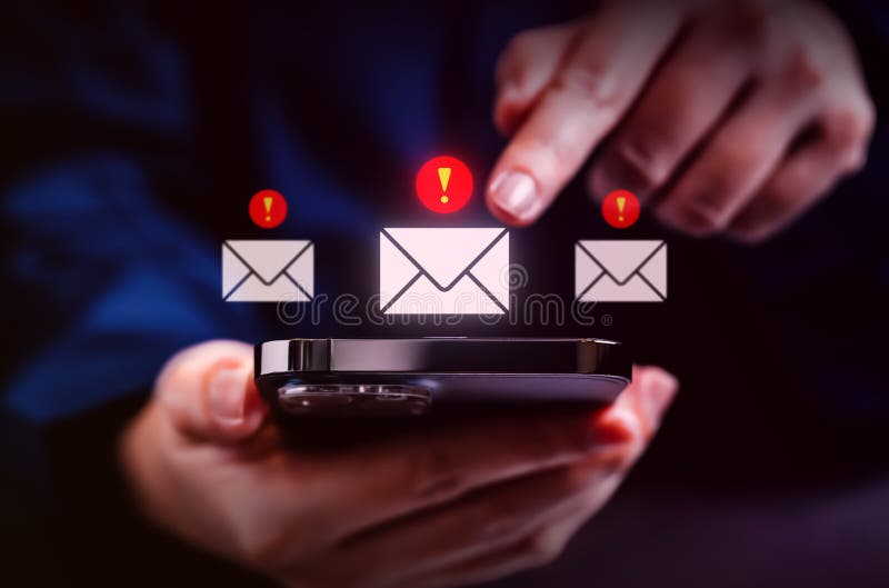 People with Warning Notification and Spam Message Icon. Stock ...