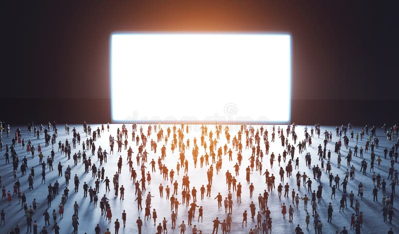 People Watch Big White Screen, Display Stock Illustration ...