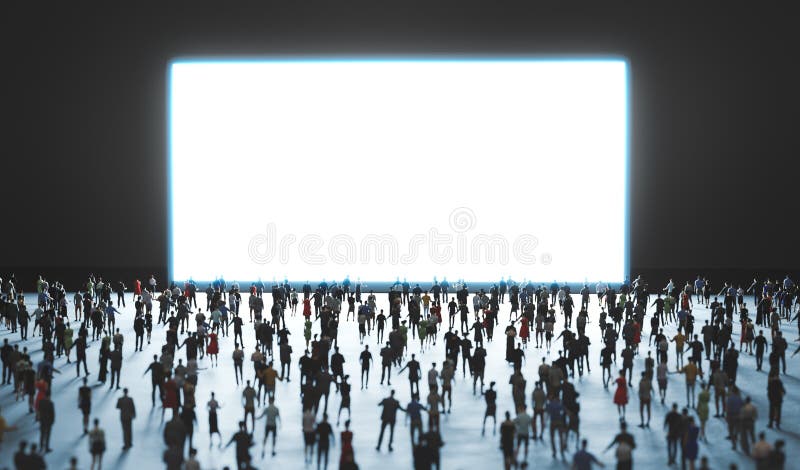 People Watch Big White Screen, Display Stock Illustration ...