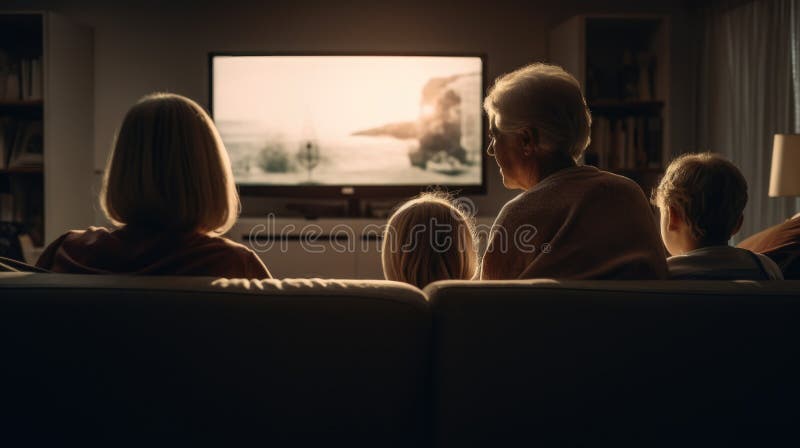 People watch TV shows stock illustration. Illustration of sofa - 274211167