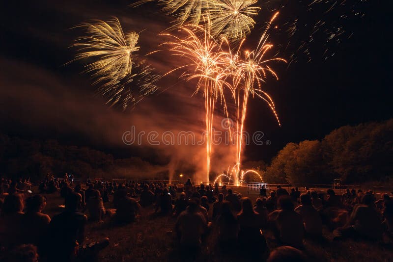 Fireworks stock image. Image of independence, crowd, entertainment ...