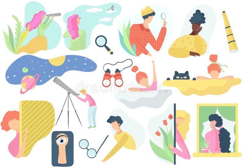 People Watching, Observing and Peeping, Vector Illustration Stock ...
