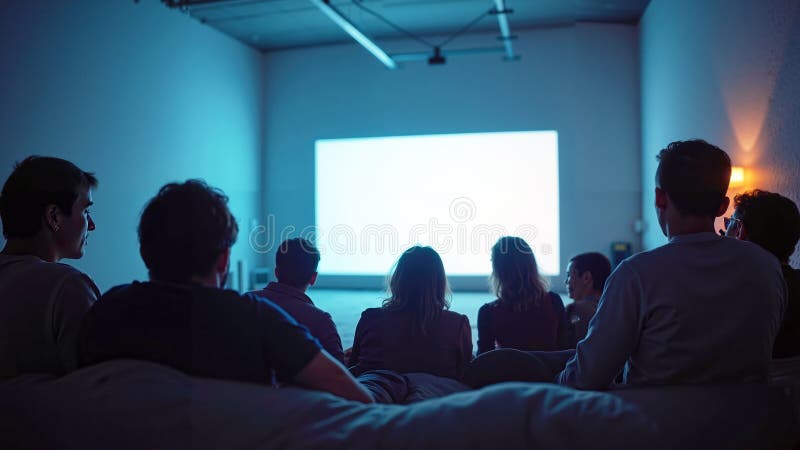 People Watching a Projection in a Room Stock Illustration ...