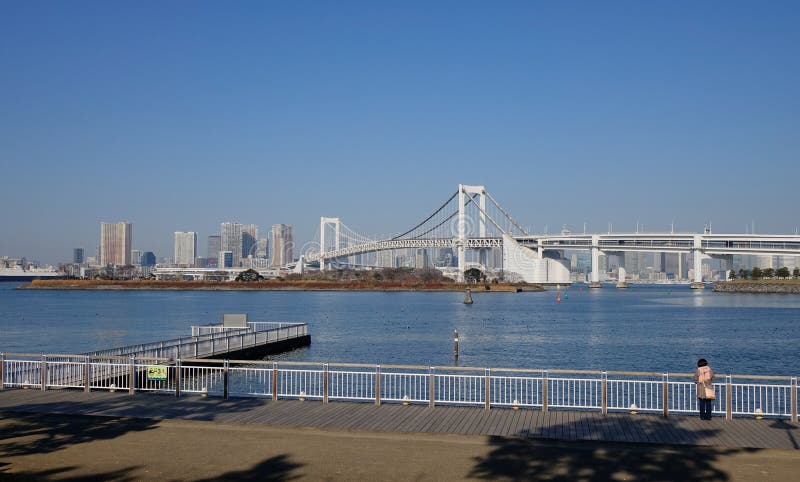 People Watching the Rainbow Bridge in Tokyo, Japan Editorial Image ...