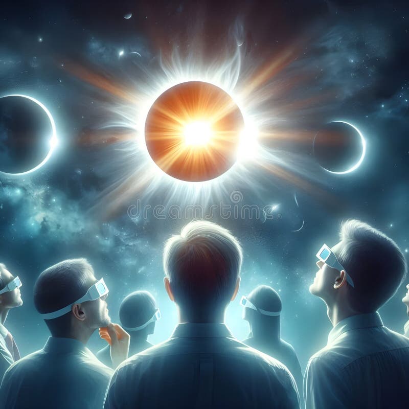 People Watching Solar Eclipse Stock Illustration - Illustration of ...