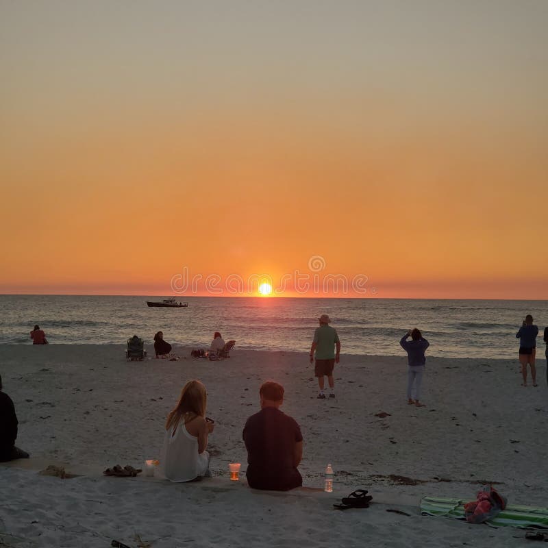 People Watching the Sunset at a Beach in Florida Editorial Photography ...