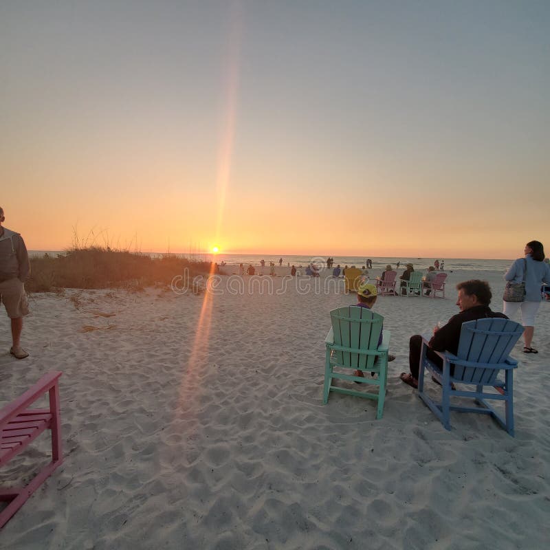 People Watching the Sunset at a Beach in Florida Editorial Image ...