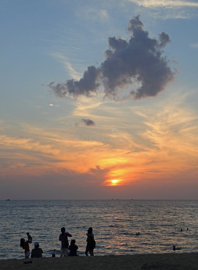 People are Watching the Sunset on Kata Beach, Phuket Island Editorial ...